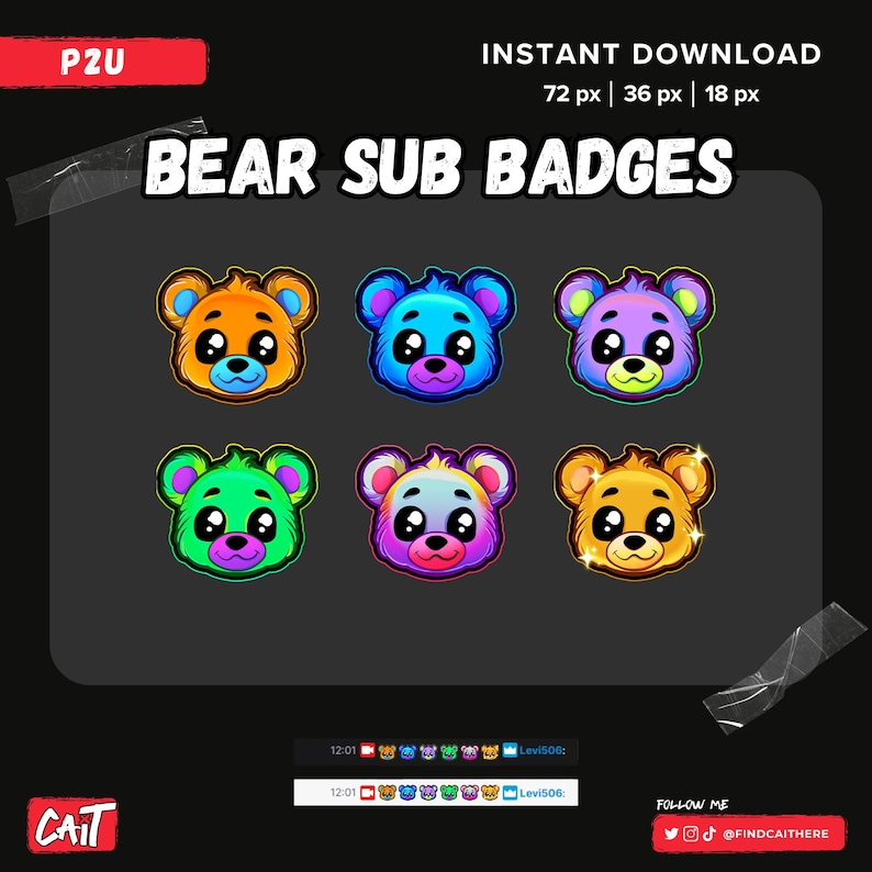 Bear Twitch Sub Badges, Streamer Graphics (digital Download) - Etsy