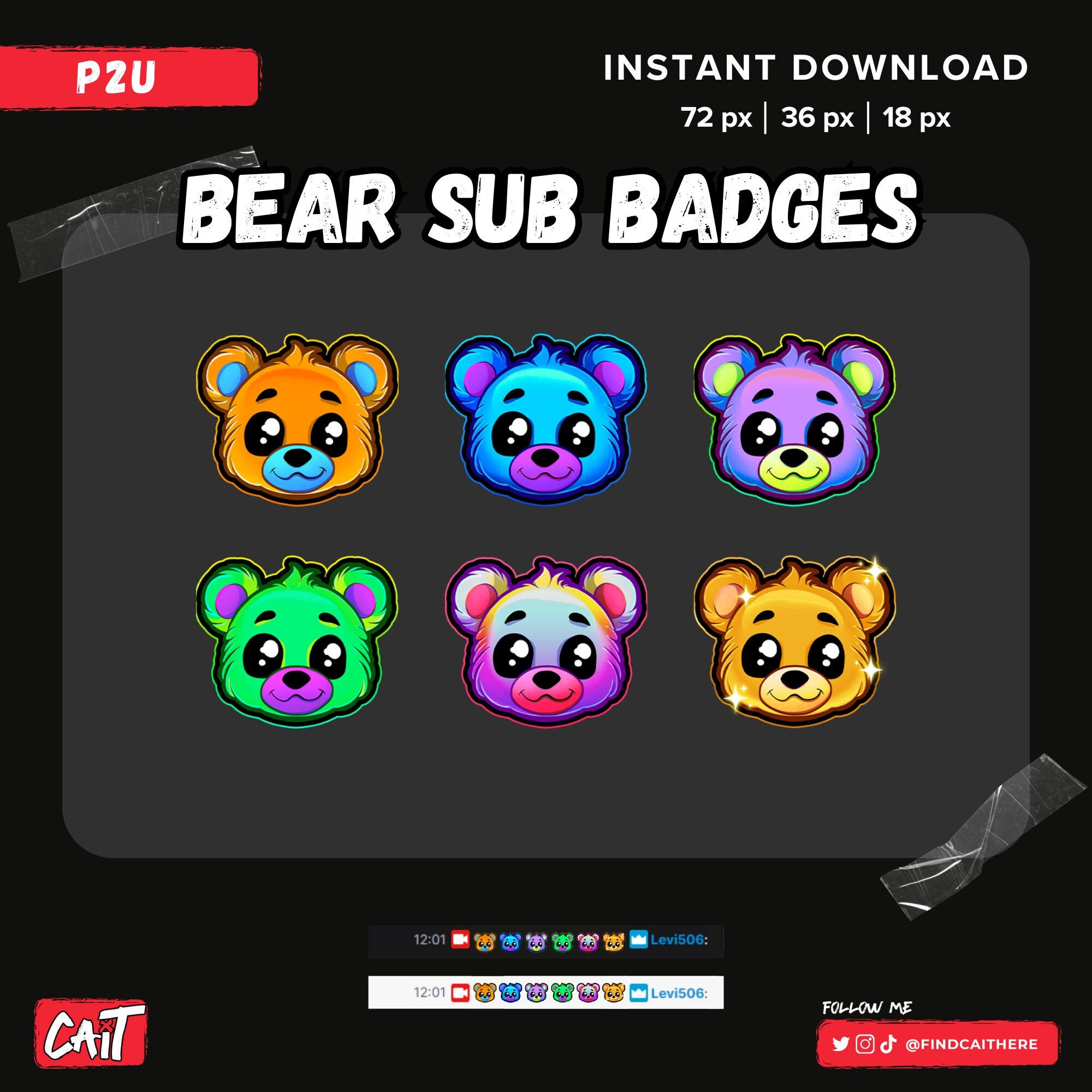 Cute Bear Sub Badges for Twitch, Youtube & Kick - 6 Badge Set for ...