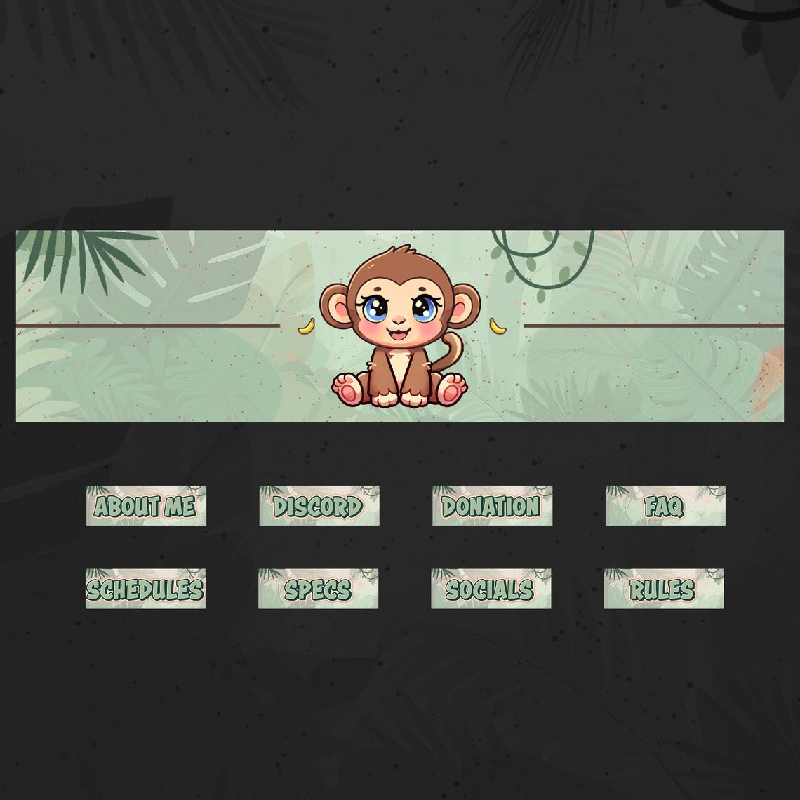 Monkey Twitch Stream Overlay Package: Jungle Theme (digital Download ...