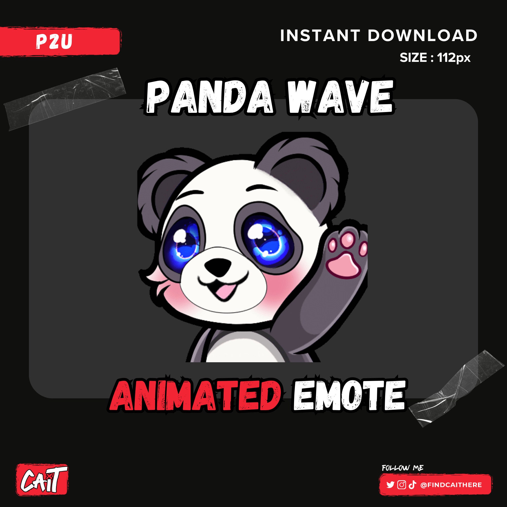 Twitch Animated Panda Emote | Wave | Chibi | Kawaii | Twitch & Kick ...