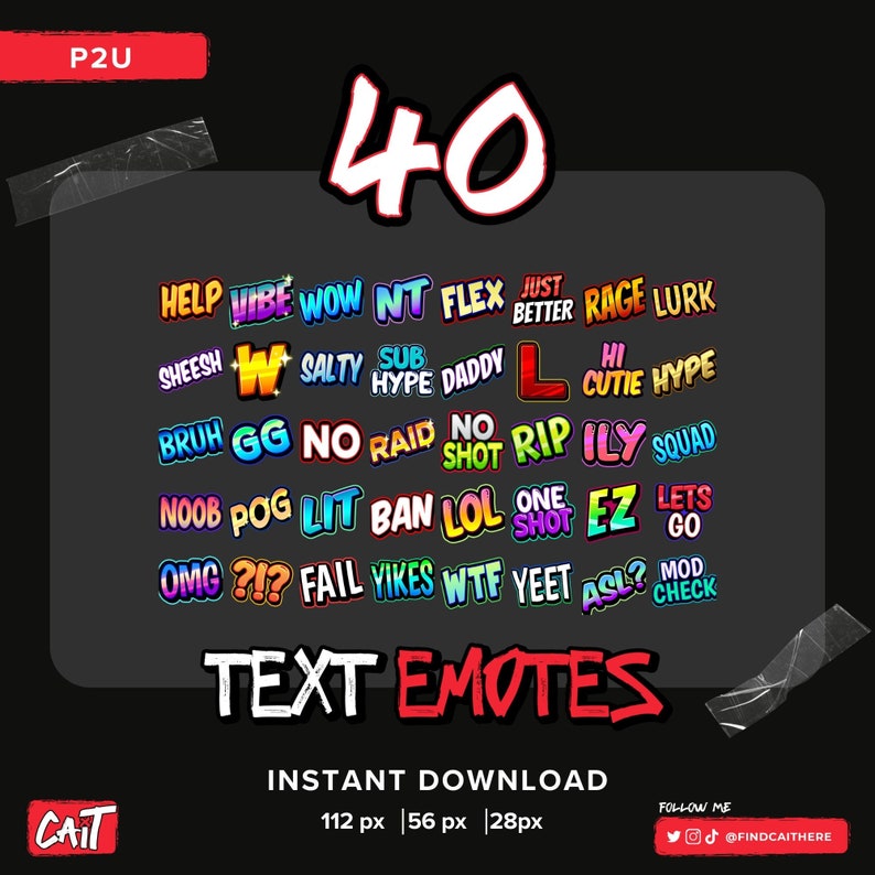 40 Twitch Text Emotes Pack: Instant Download - Etsy