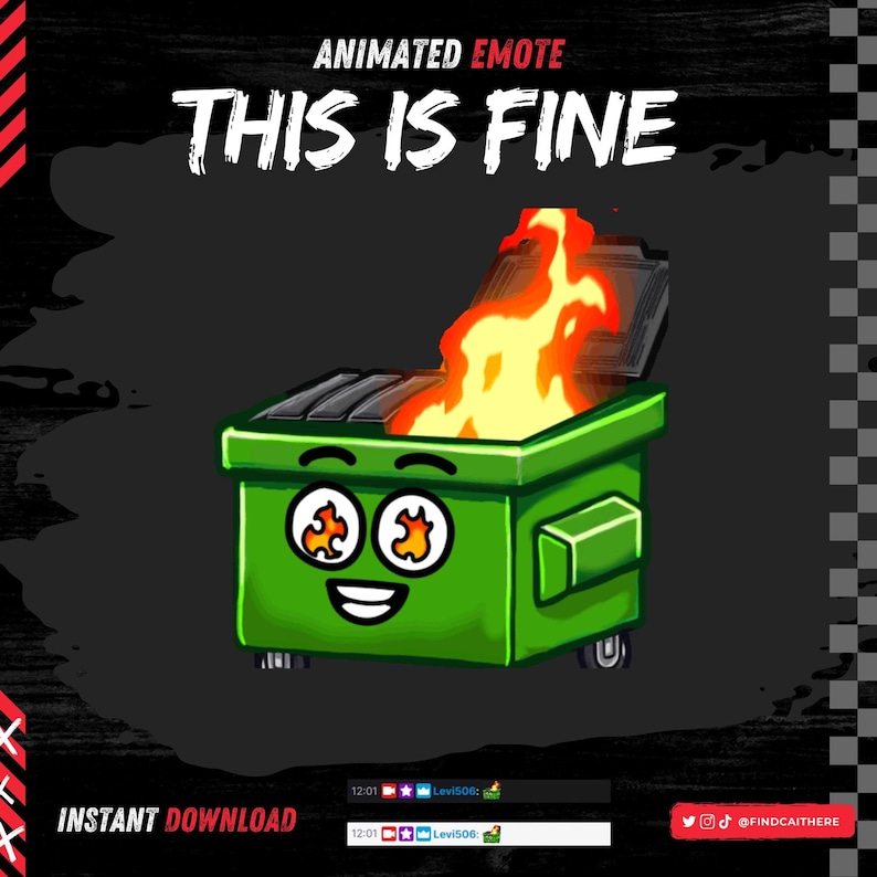 This is Fine Emote | Animated Twitch, Kick, Youtube | Dumpster Fire ...
