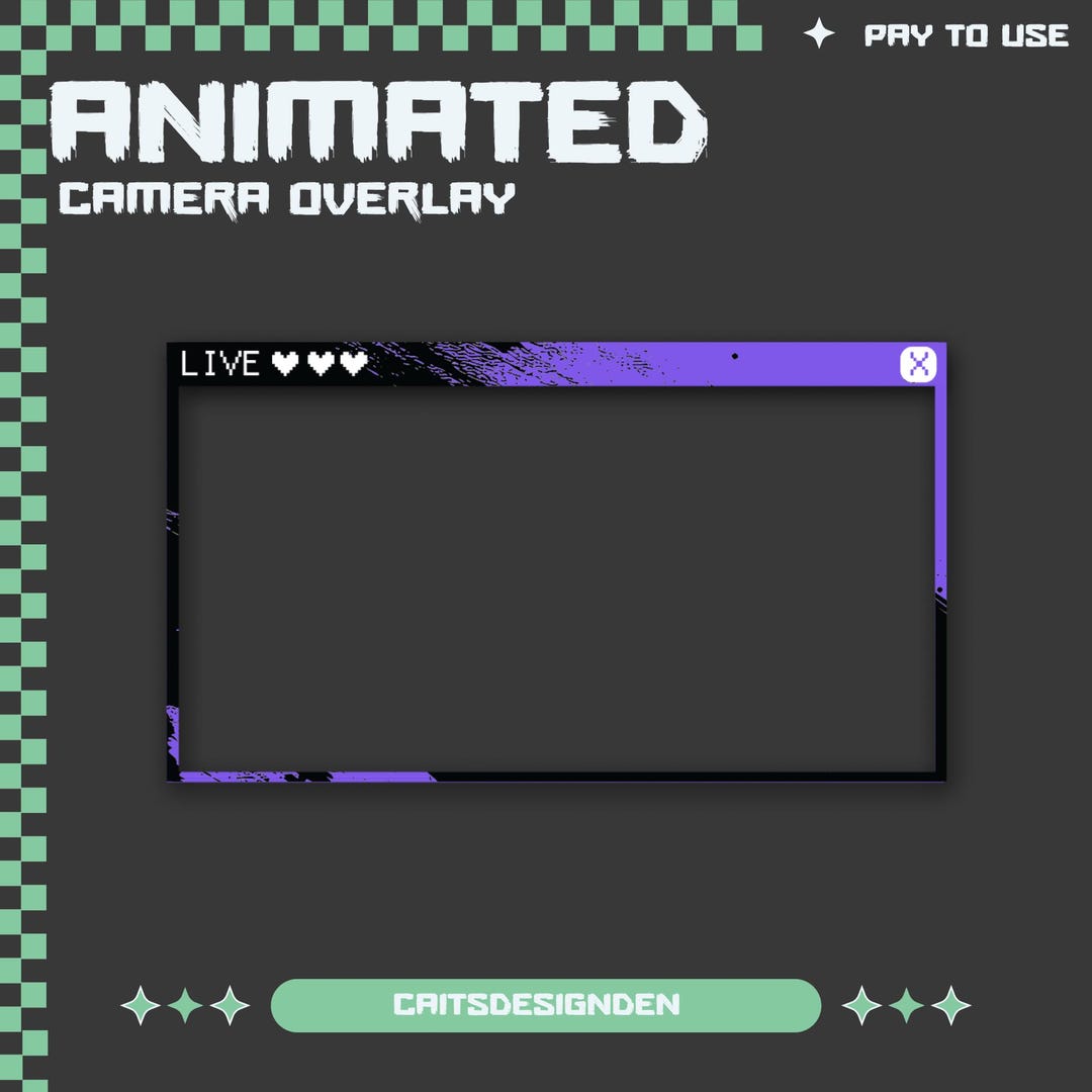Animated Purple Pixel Webcam Overlay | Retro Heart Pixel Stream Camera ...