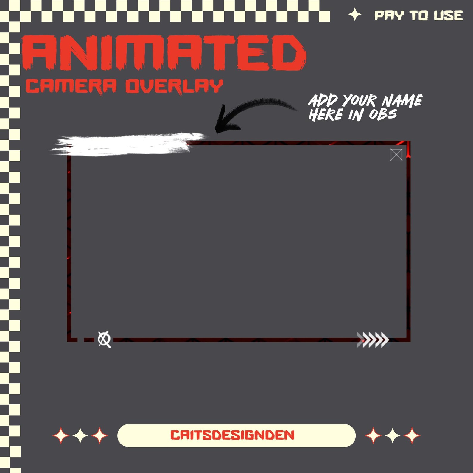 Animated Red Webcam Overlay | Stream Camera Border With Blank Nameplate ...