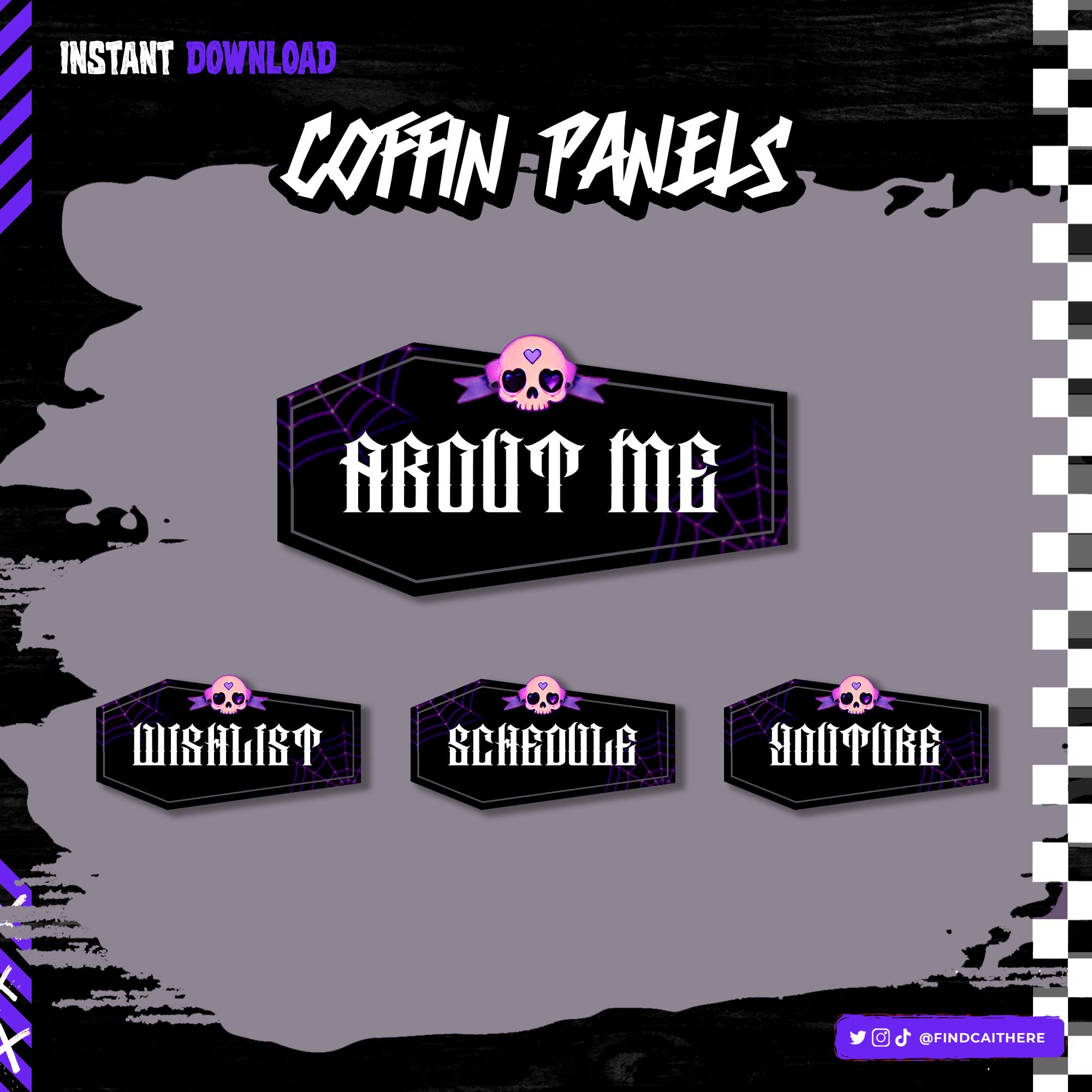 Grunge Gothic Coffin Twitch Panels: Spiderweb Stream Overlays (digital ...