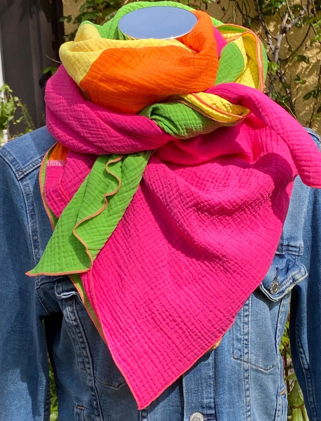 Musselintuch Damen XXL, Halstuch Damen, Musselin Schal, NEON, Geschenk ...