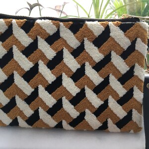 Punch Needle Embroidery Geometric Pattern Clutch Bag, Handmade Women ...