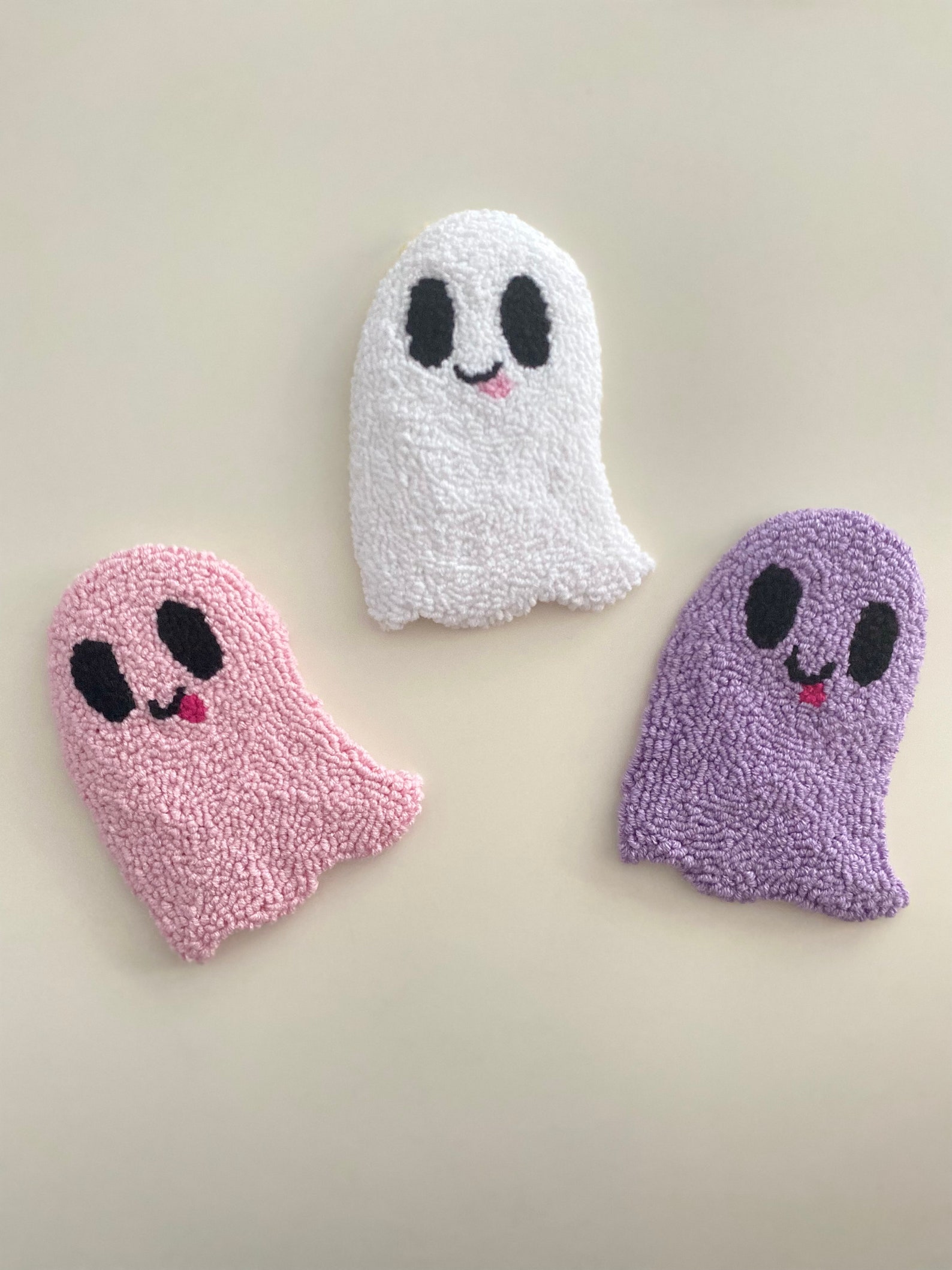 Halloween Mug Rugs Punch Needle Pumpkin and Ghost Coasters - Etsy