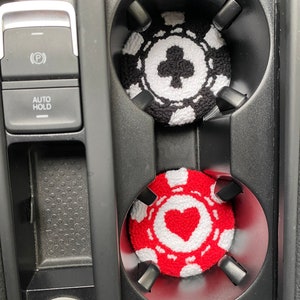 Tufted Car Coasters Set: Handmade Poker Chip Car Accessories - Etsy