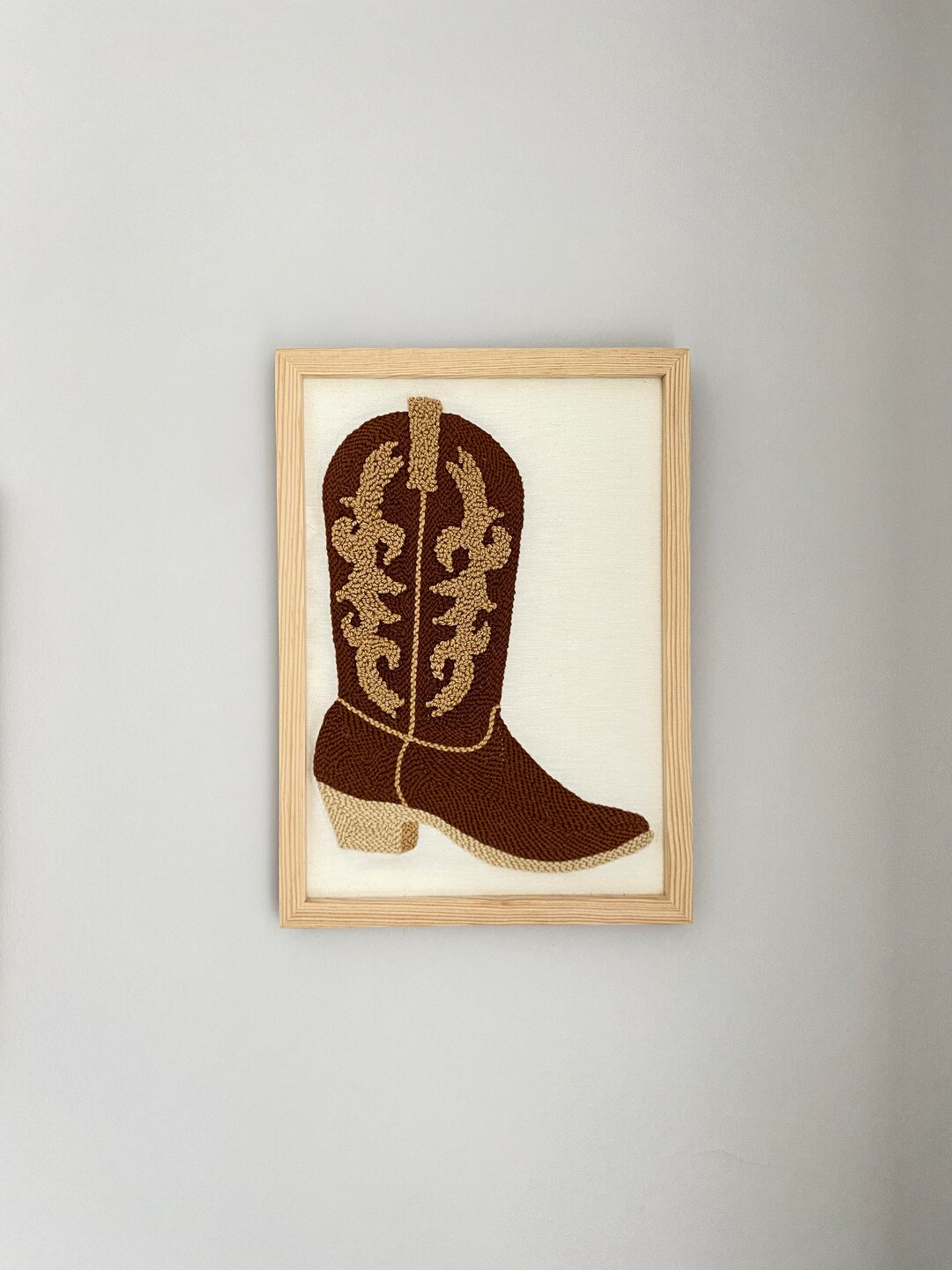 Punch Needle Cowgirl Boot Wall Hanging, Tufted Wall Decor, Boho Style ...