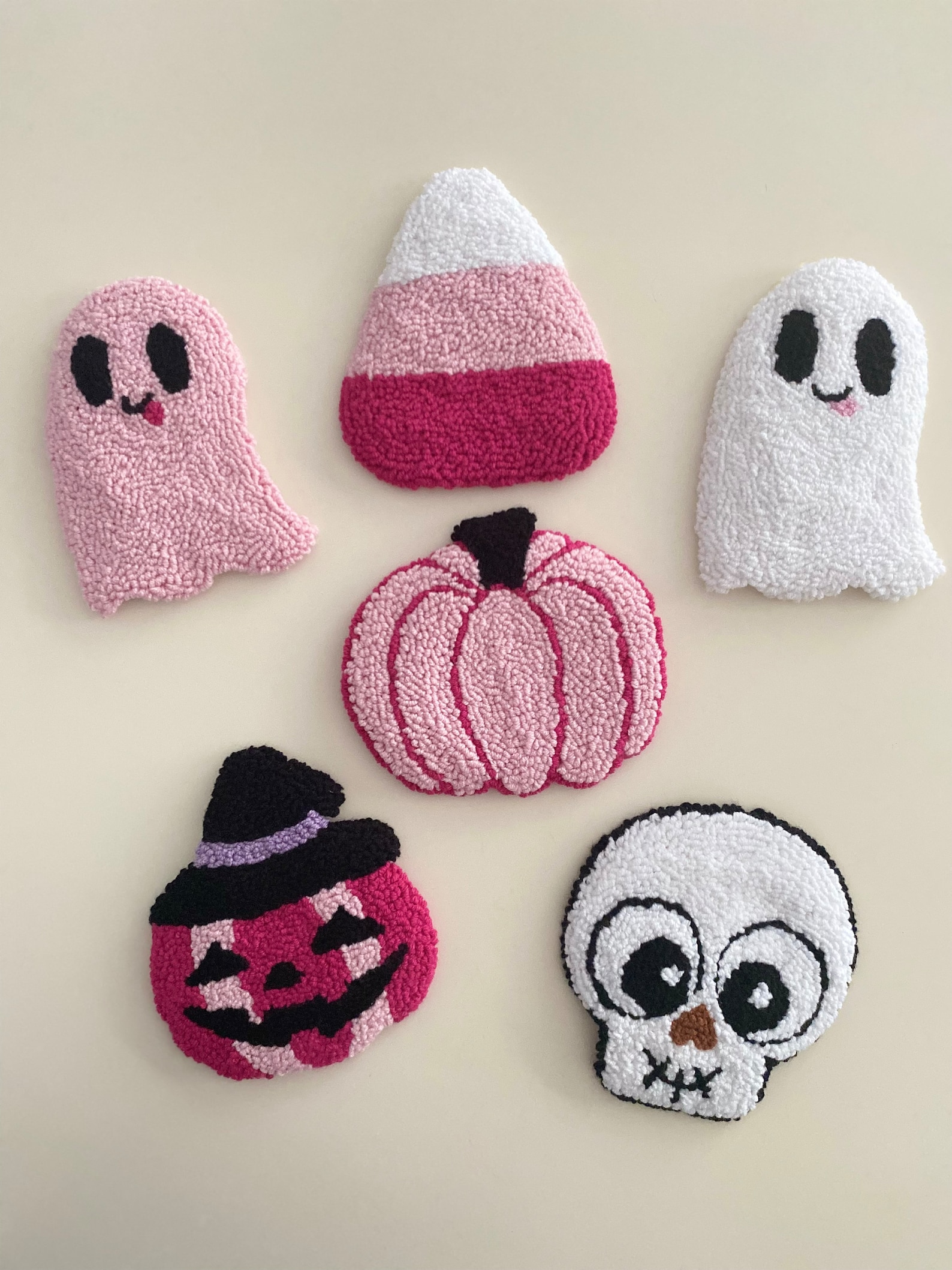 Halloween Mug Rugs Punch Needle Pumpkin and Ghost Coasters - Etsy
