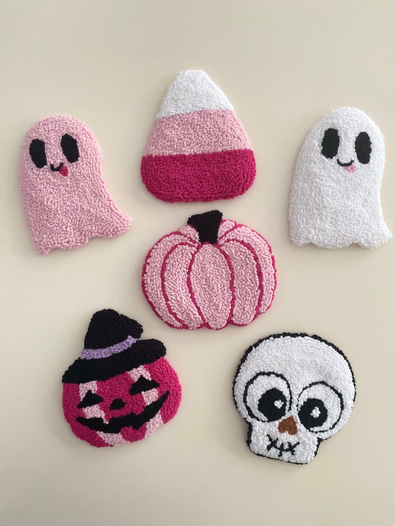 Halloween Mug Rugs Punch Needle Pumpkin and Ghost Coasters - Etsy