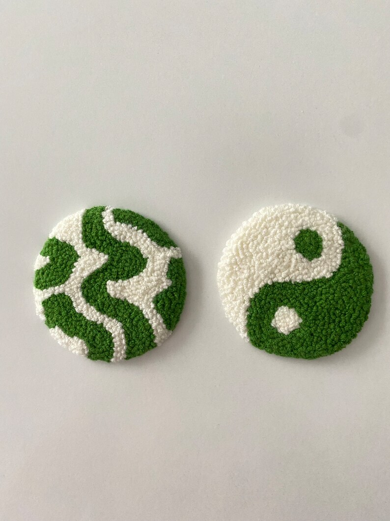 Green Yin Yang and Green Matcha Handmade Punch Needle Car - Etsy