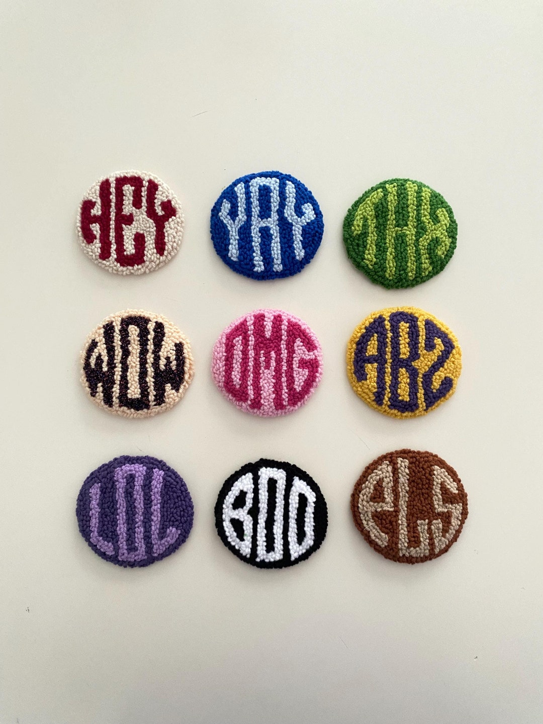 Punch Needle Monogram Car Coasters: Personalized Tufted Car Decor - Etsy