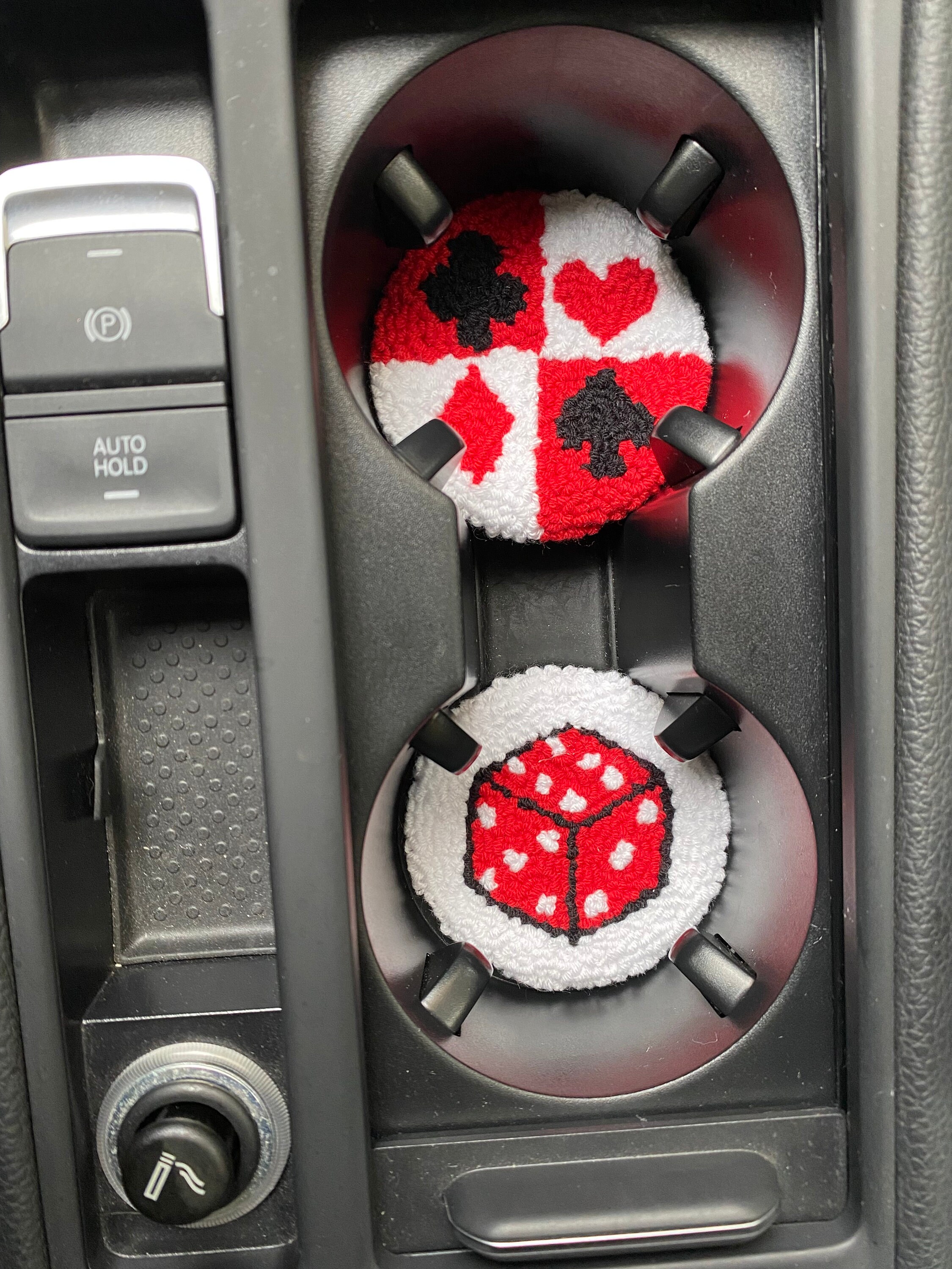 Tufted Car Coasters Set: Handmade Poker Chip Car Accessories - Etsy