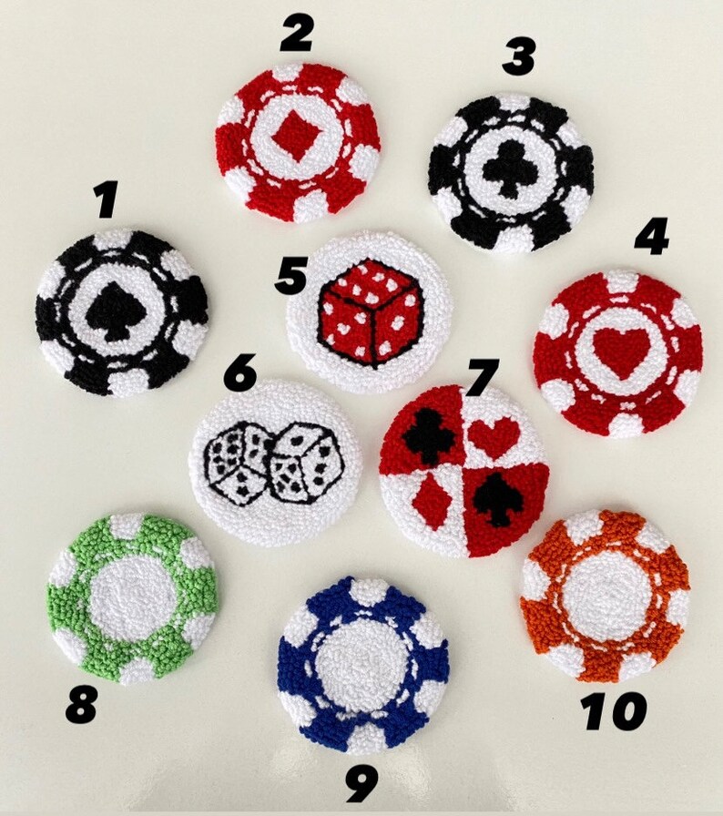 Tufted Car Coasters Set: Handmade Poker Chip Car Accessories - Etsy