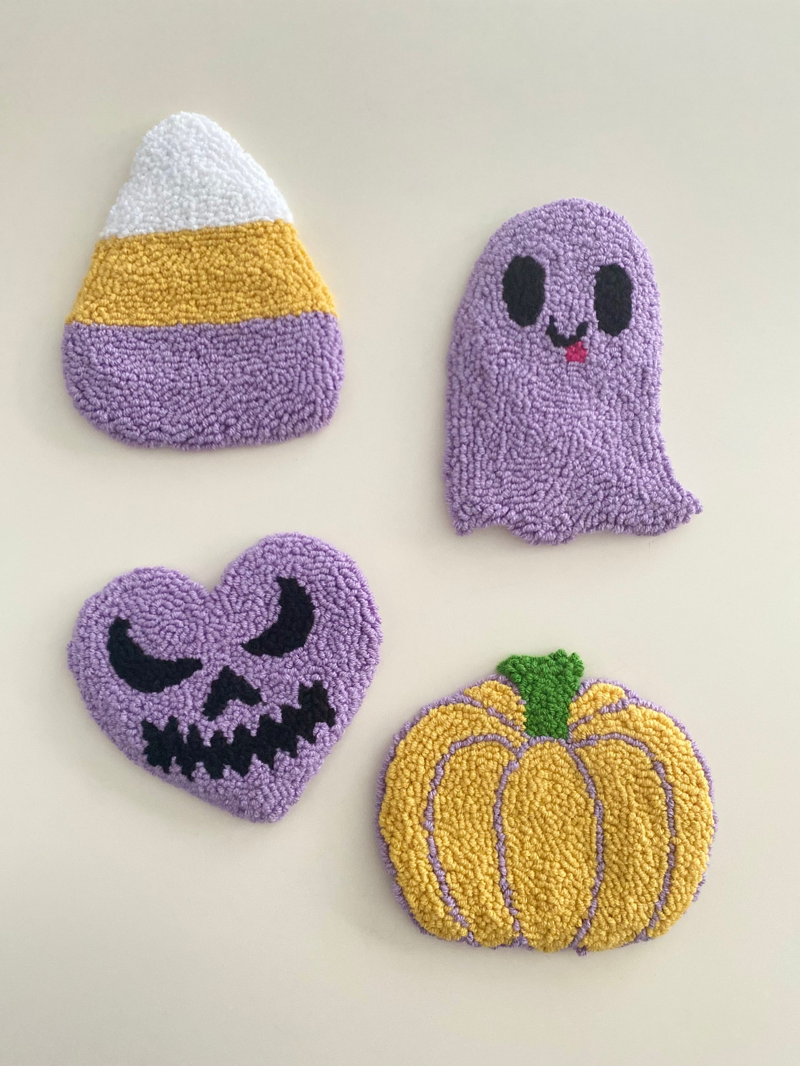 Halloween Mug Rugs Punch Needle Pumpkin and Ghost Coasters - Etsy