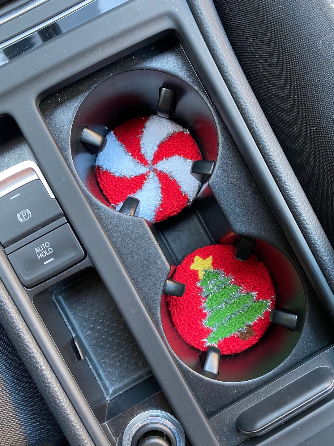 Car Coasters for Christmas, Punch Needle Handmade Set of 2 Car Coasters ...