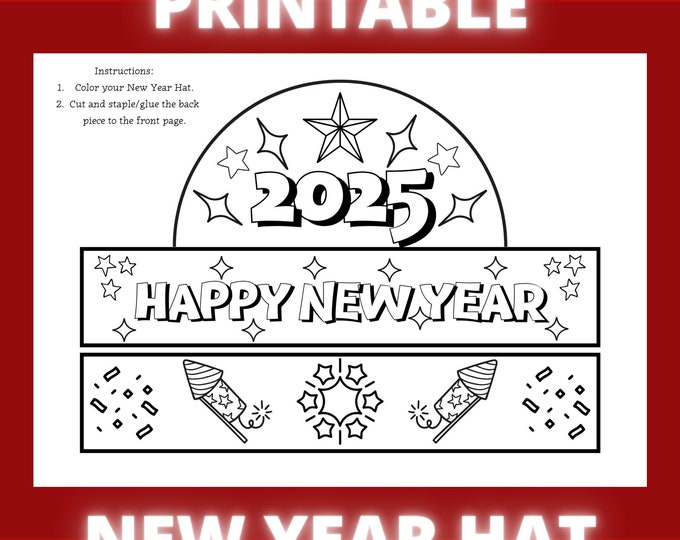 Printable New Year Hat - 2025 - Etsy