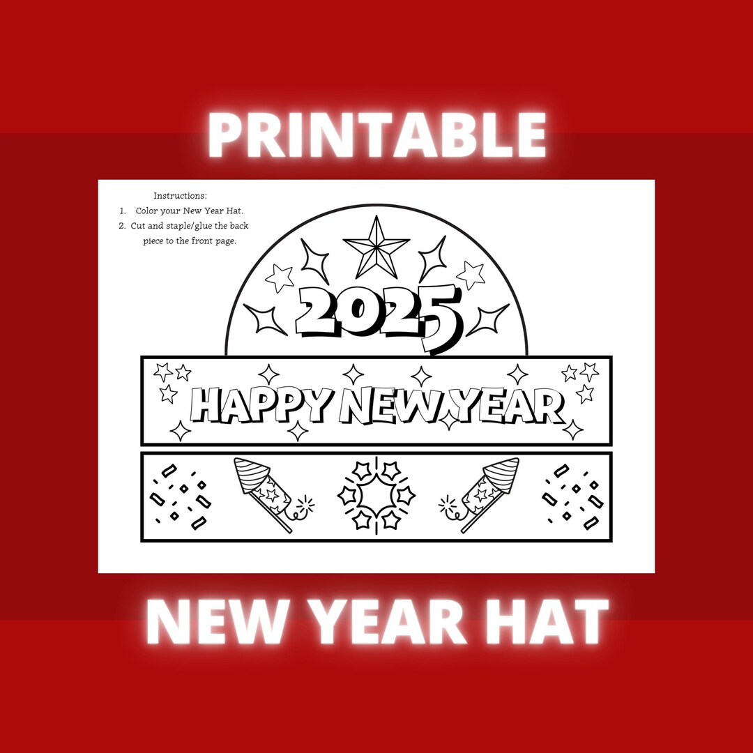 Printable New Year Hat - 2025 - Etsy