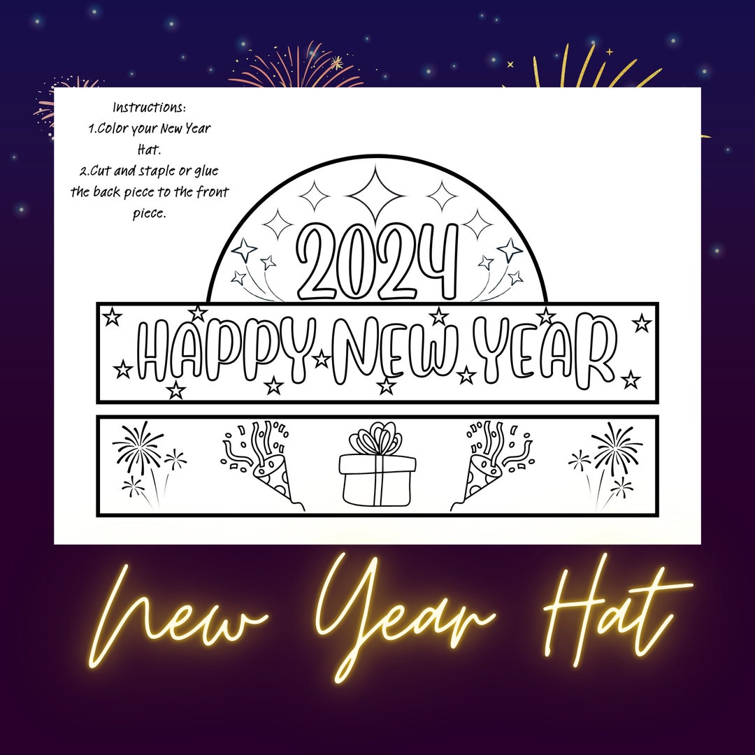 Printable New Year Hat 2024 - Etsy