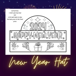 Printable New Year Hat 2024 - Etsy