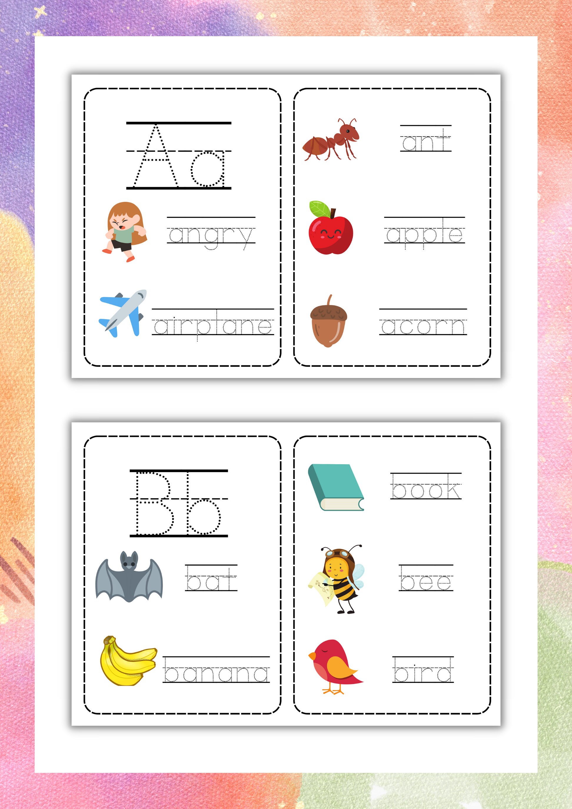 Alphabet A-Z Word Worksheets 20 pages Printable Tracing Writing ...