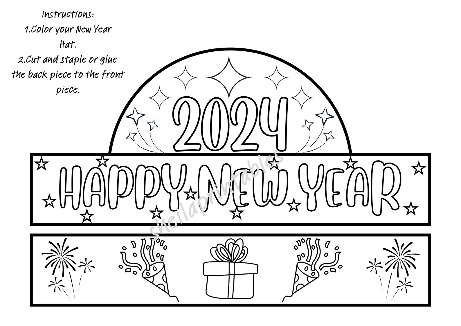 Printable New Year Hat 2024 - Etsy