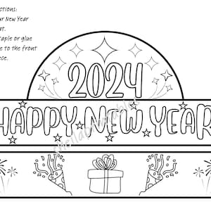 Printable New Year Hat 2024 - Etsy
