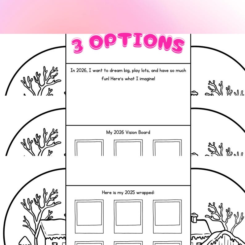 2026 Vision Board Printable | 2025 Wrapped Reflection Pages | Snow ...