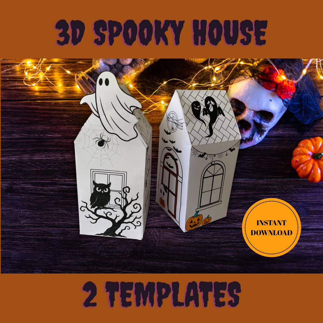 Printable 3D Haunted House Craft – Halloween Paper Model (digital ...