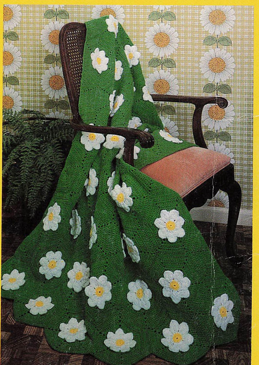 Vintage Crochet Pattern Daisy Flower Hexagon Afghan Pattern PDF Digital ...
