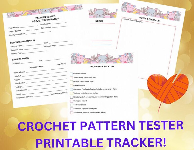 Crochet Pattern Tester Printable Tracker, Pattern Testing Notes ...