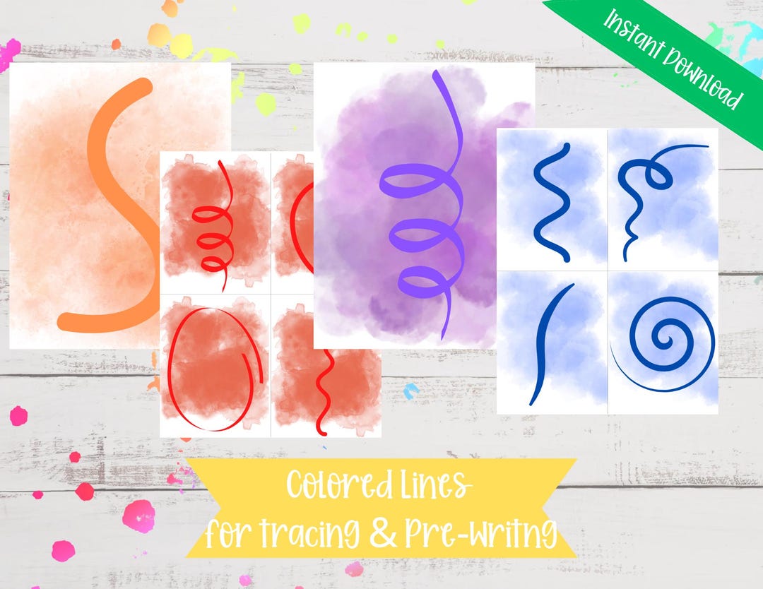 Color Pre-writing Lines, Tracing Activity, Tracing for Preschool ...