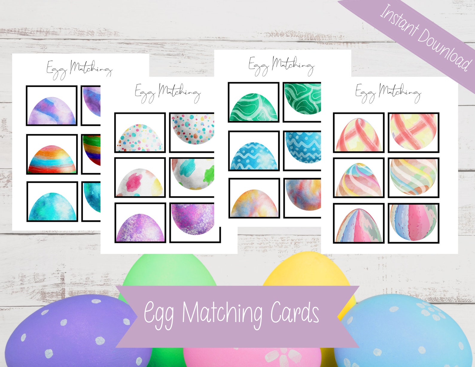Easter Egg Matching Cards, Easter Printable Activity, Easter Preschool ...