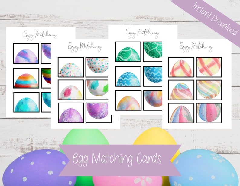 Easter Egg Matching Cards, Easter Printable Activity, Easter Preschool ...
