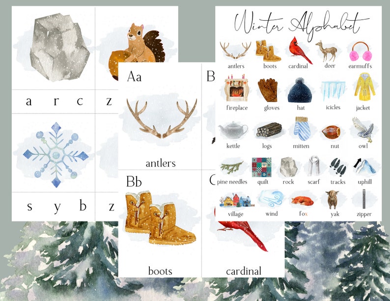 Winter Alphabet Bundle | A-Z Flashcards | Beginning Sound Clip Cards ...