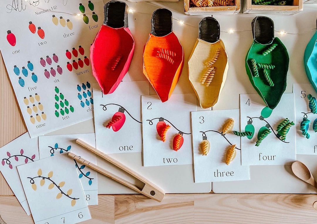 Christmas Lights Counting Cards, Printable Preschool Activity ...