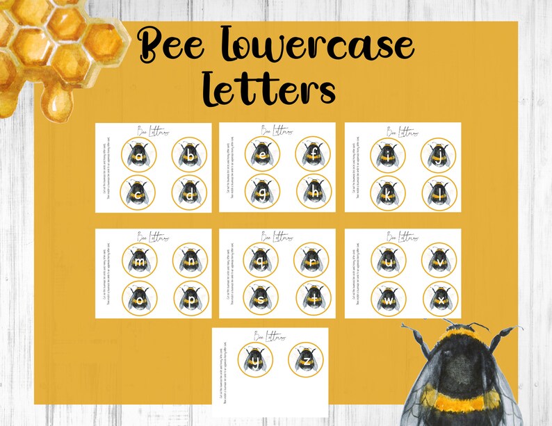 Preschool Bee Printable, Bee Homeschool Printable, Letter Match ...