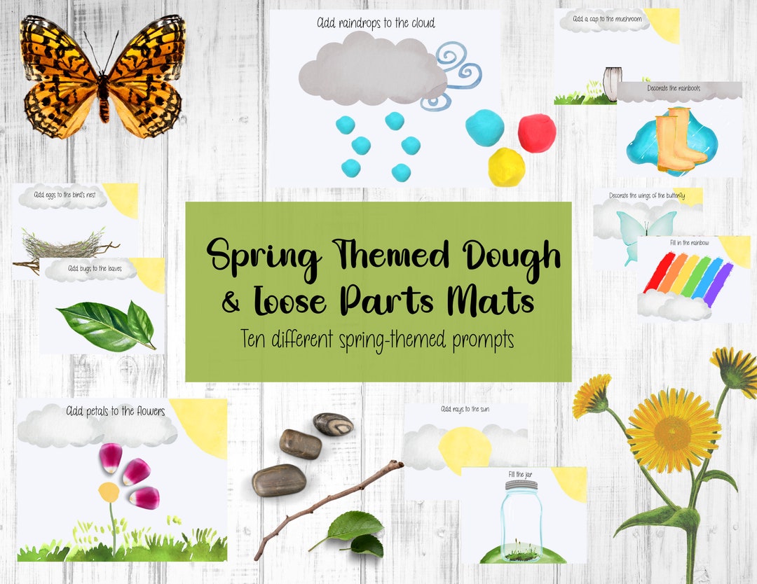 Spring Printable Mats, Play Dough Mats, Loose Parts Play, Spring ...