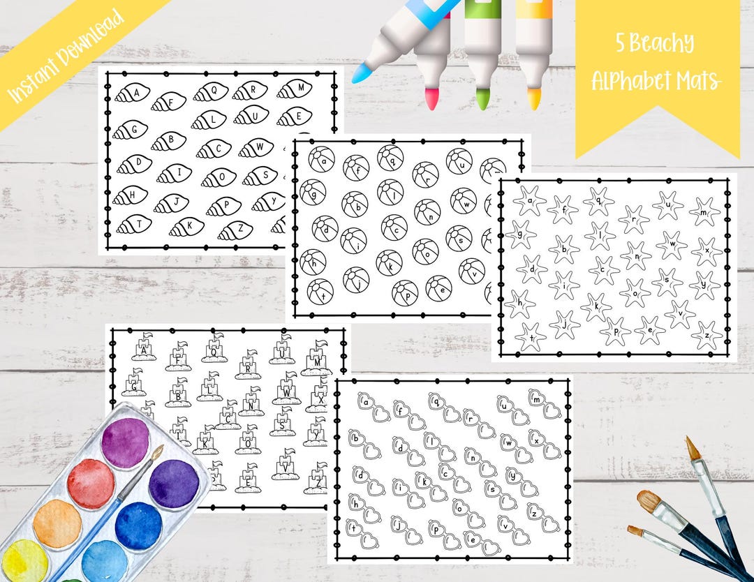 Beach Alphabet Mats, Beach Alphabet Coloring Pages, Summer Preschool ...