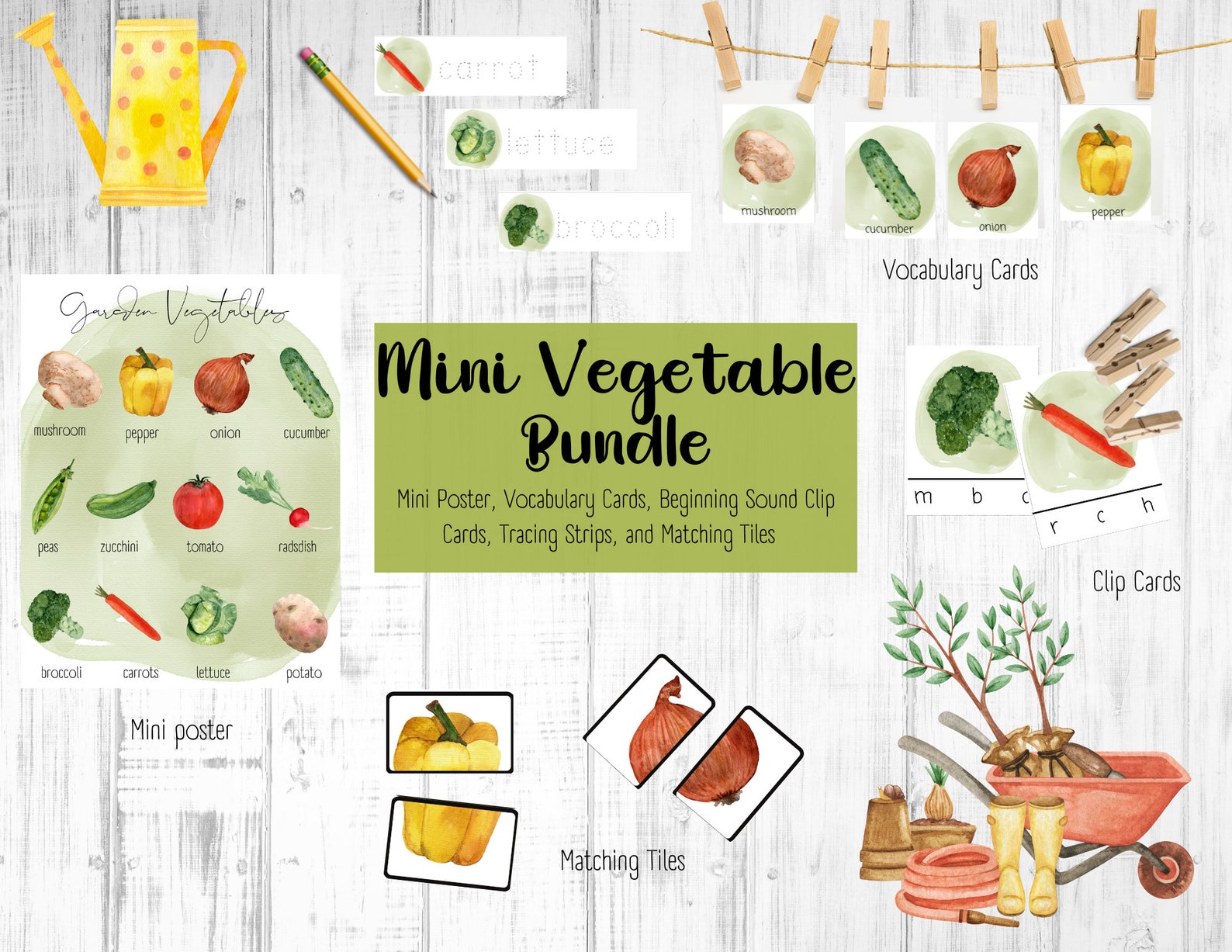 Preschool Vegetable Printable Bundle, Homeschool Vegetable Printable ...