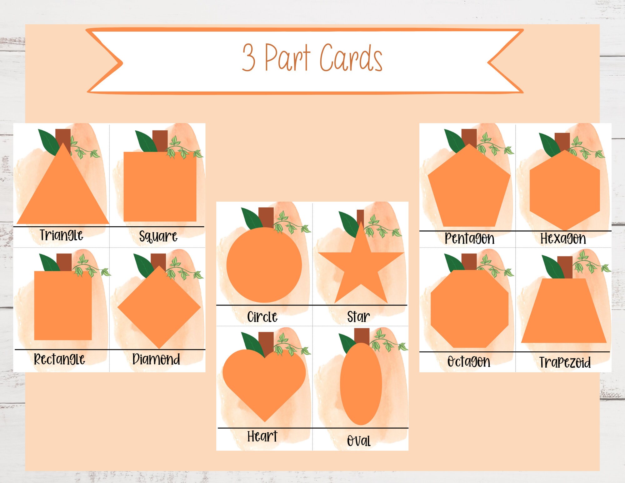 Pumpkin Preschool Printable, Preschool Shape Cards, Pumpkin Printable ...