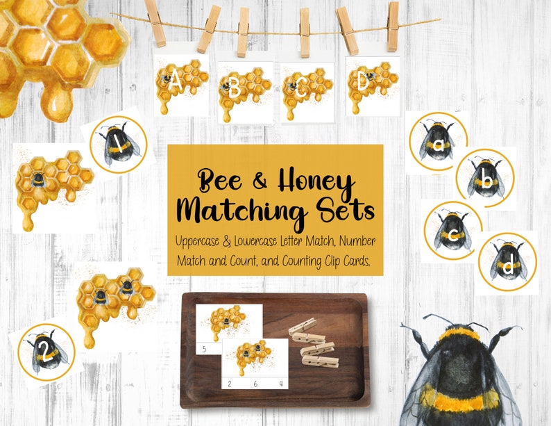 Preschool Bee Printable, Bee Homeschool Printable, Letter Match ...