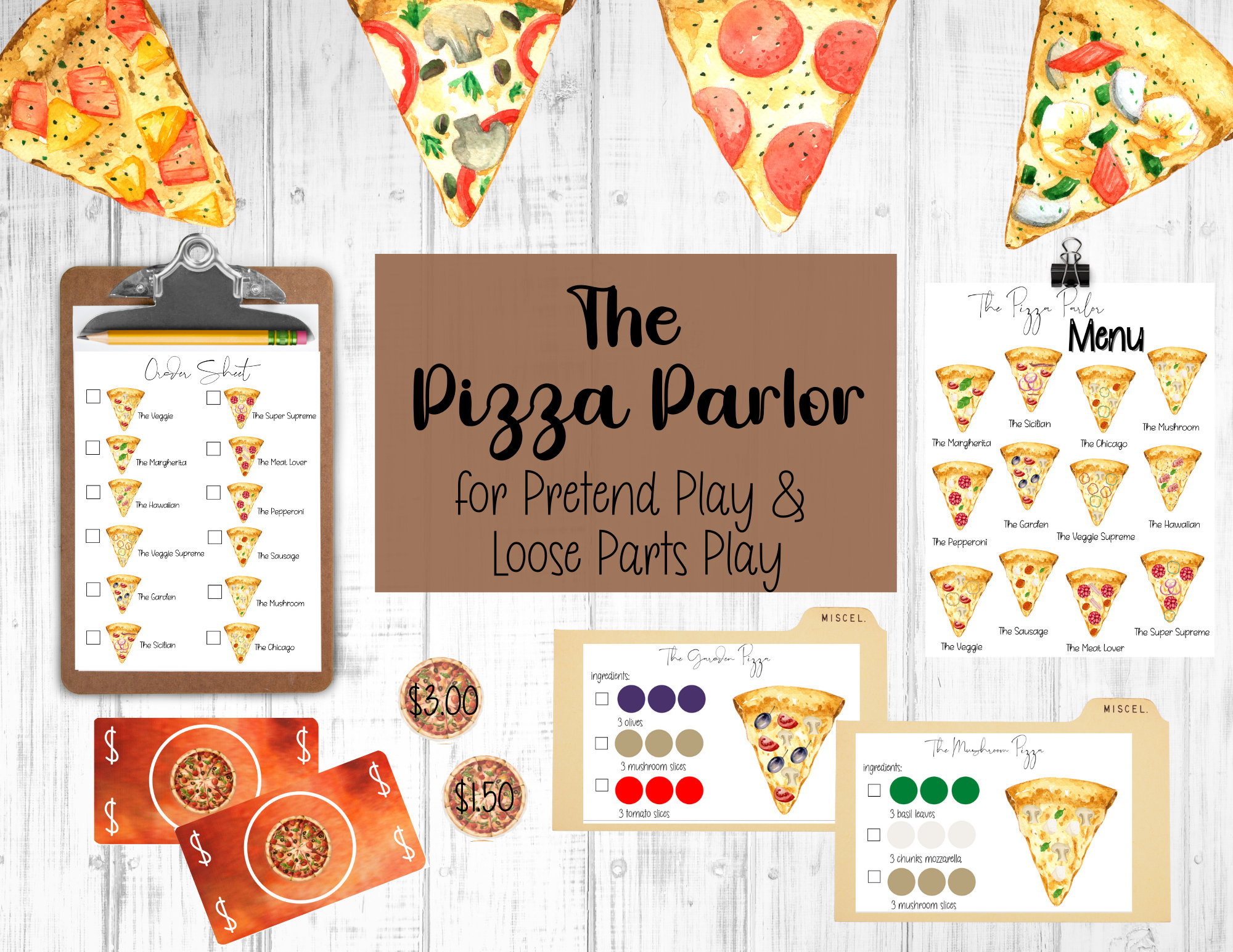 The Pizza Parlor, Loose Parts Play, Loose Parts Recipe Cards, Pretned ...