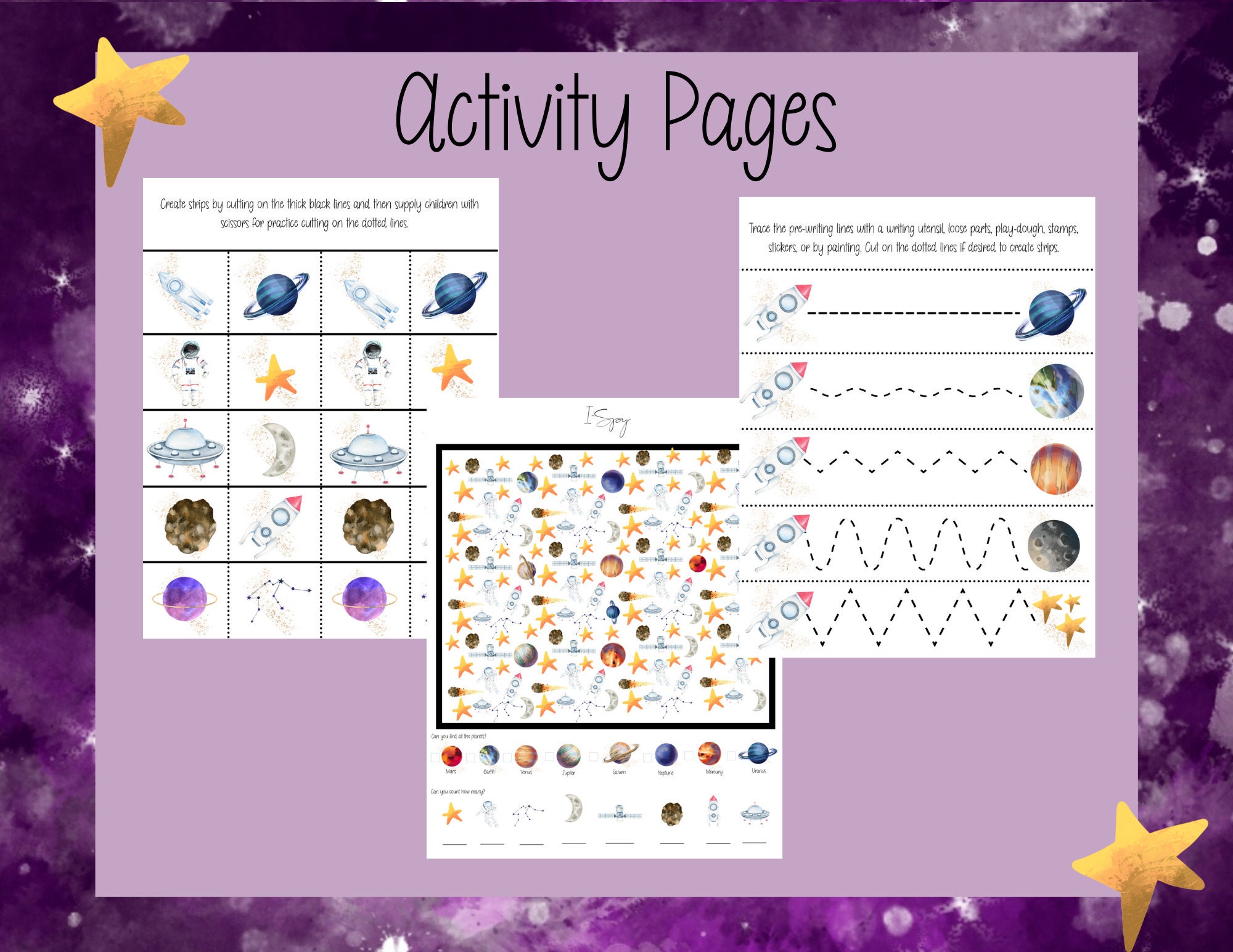 Space Bundle Preschool Space Theme Solar System Printable | Etsy