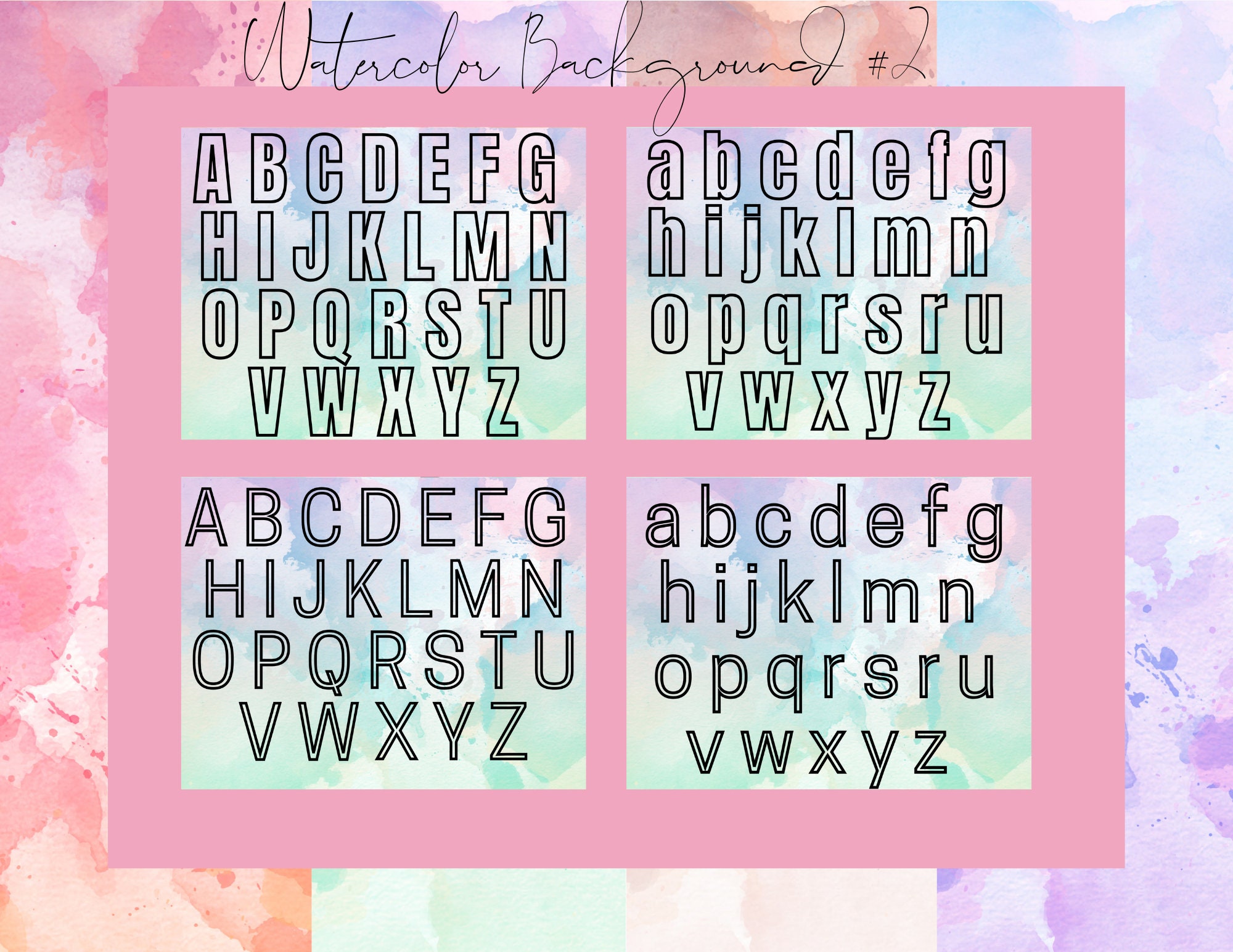Watercolor Printable Alphabet Mat, Resin Letter Match, Alphabet ...