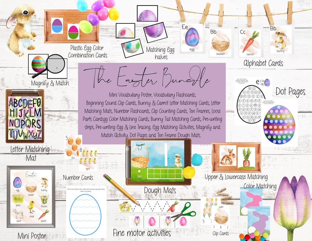 Paquete imprimible de Pascua, Imprimibles de Pascua para niños ...