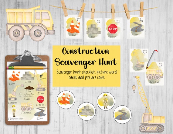 Construction Scavenger Hunt Preschool Printable Activity | Etsy