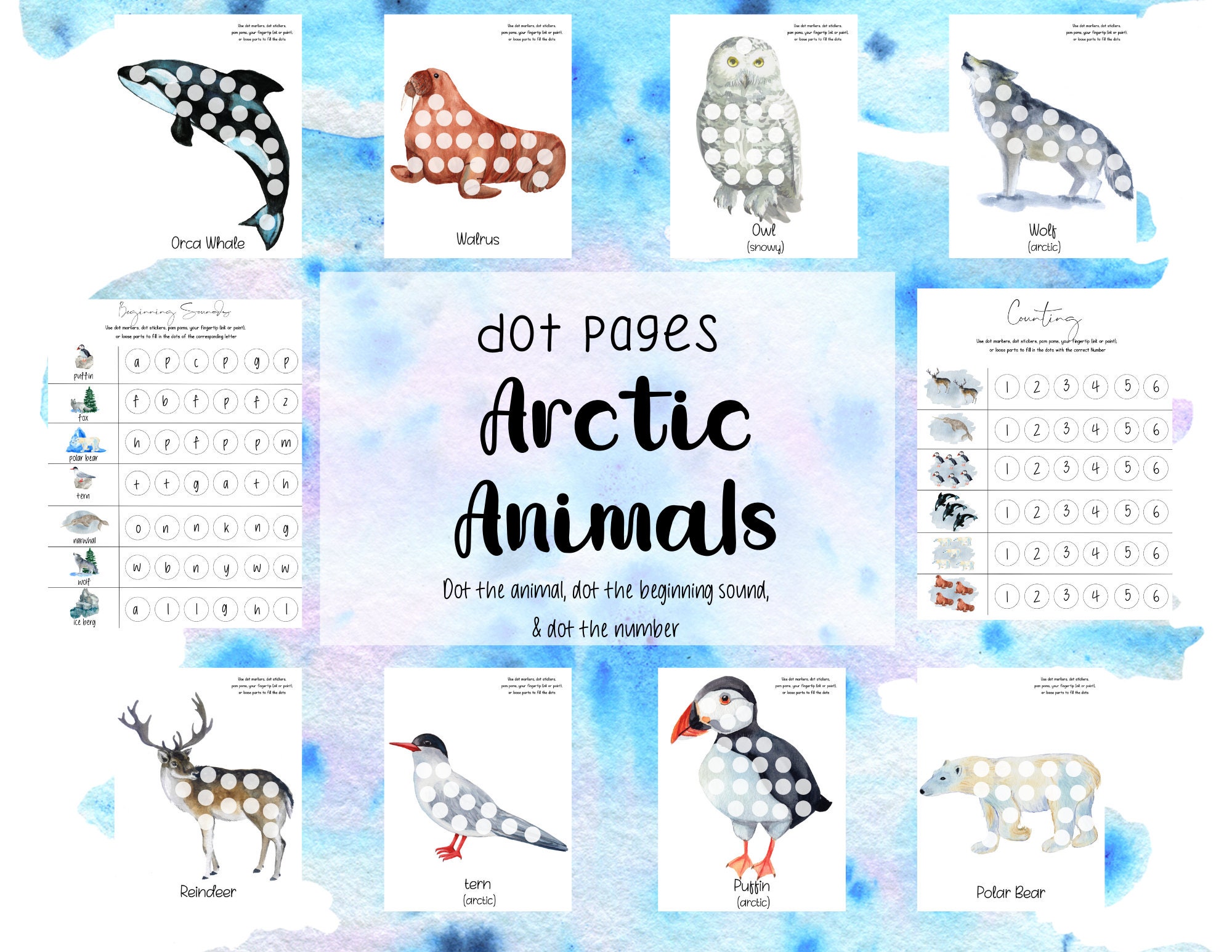 Arctic Animal Preschool Printable, Dot Marker Printable, Dot Marker ...